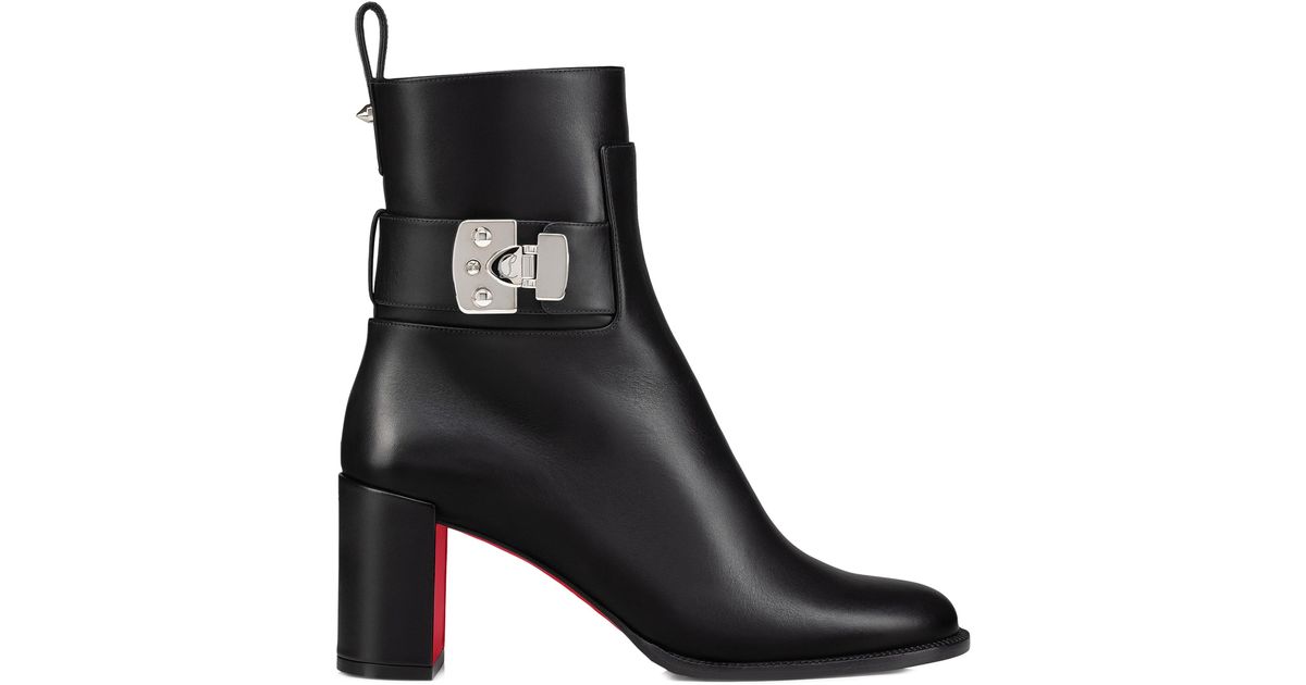 Christian Louboutin Booty Lock Calfskin Boots 70 in Black | Lyst