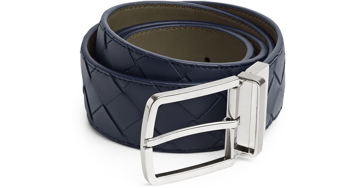 Bottega Veneta Leather Reversible Intrecciato Belt in Green for Men | Lyst UK