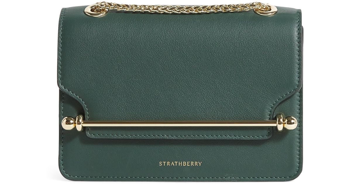 Strathberry Mini Leather East-West Shoulder Bag in Green | Lyst UK
