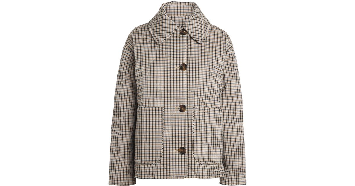 Barbour Check Cassidie Quilted Jacket in Gray | Lyst