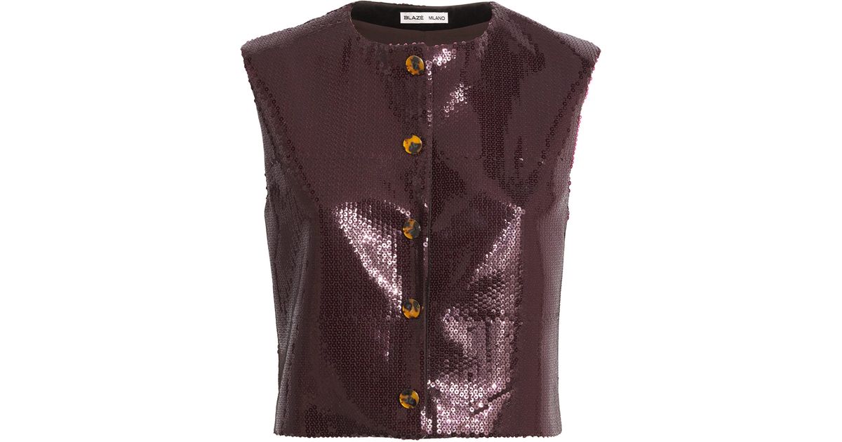 Blazé Milano Sequinned Villanella Jaka Gilet in Purple | Lyst UK