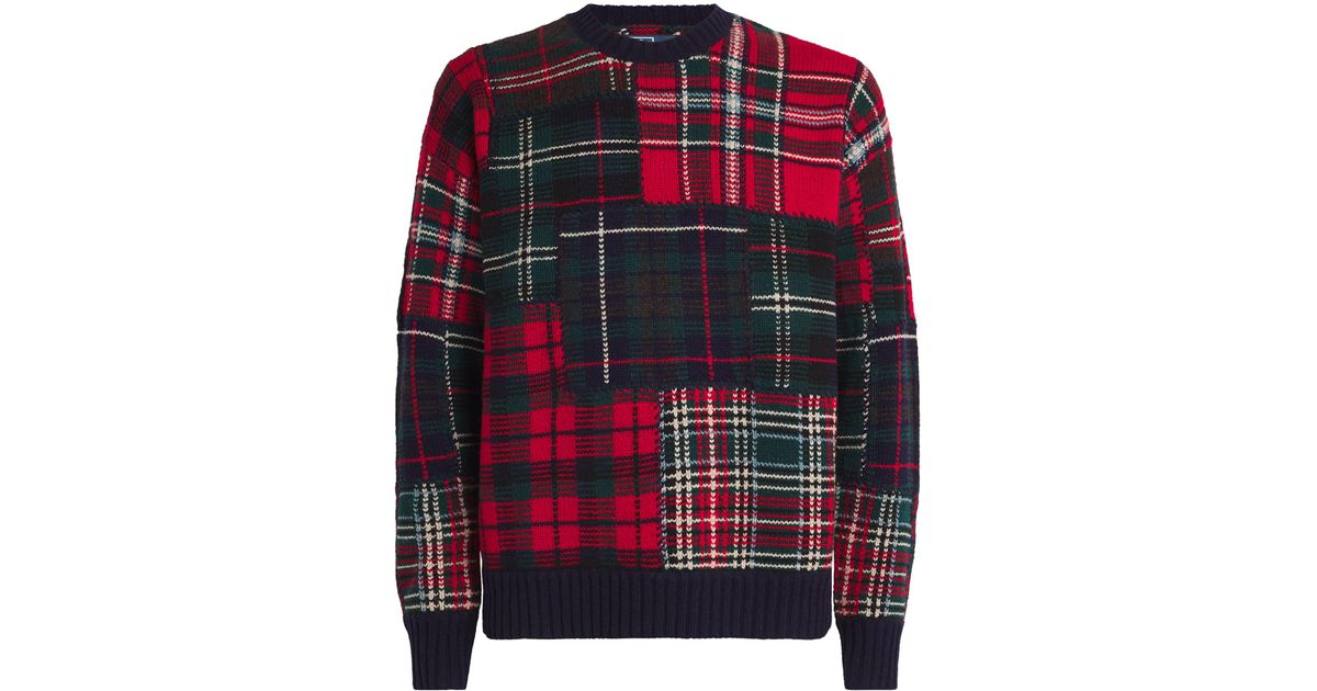Polo Ralph Lauren Wool-Blend Patchwork Sweater in Red for Men | Lyst