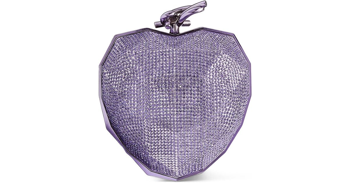 Jimmy Choo Crystal-Embellished Heart Clutch Bag in Purple | Lyst