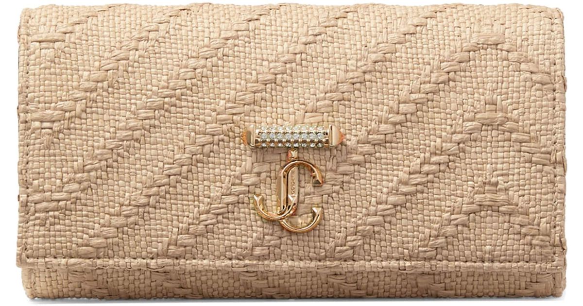 Jimmy Choo Raffia Avenue Chain Wallet Bag in Natural | Lyst