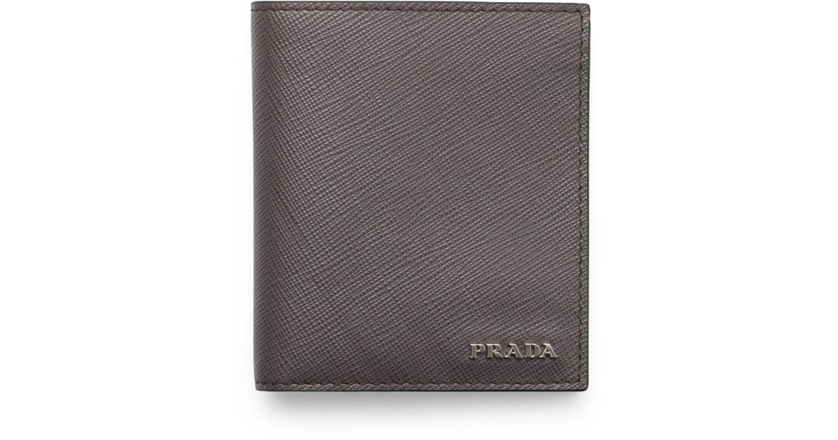 Prada Saffiano Leather Wallet in Grey for Men | Lyst UK