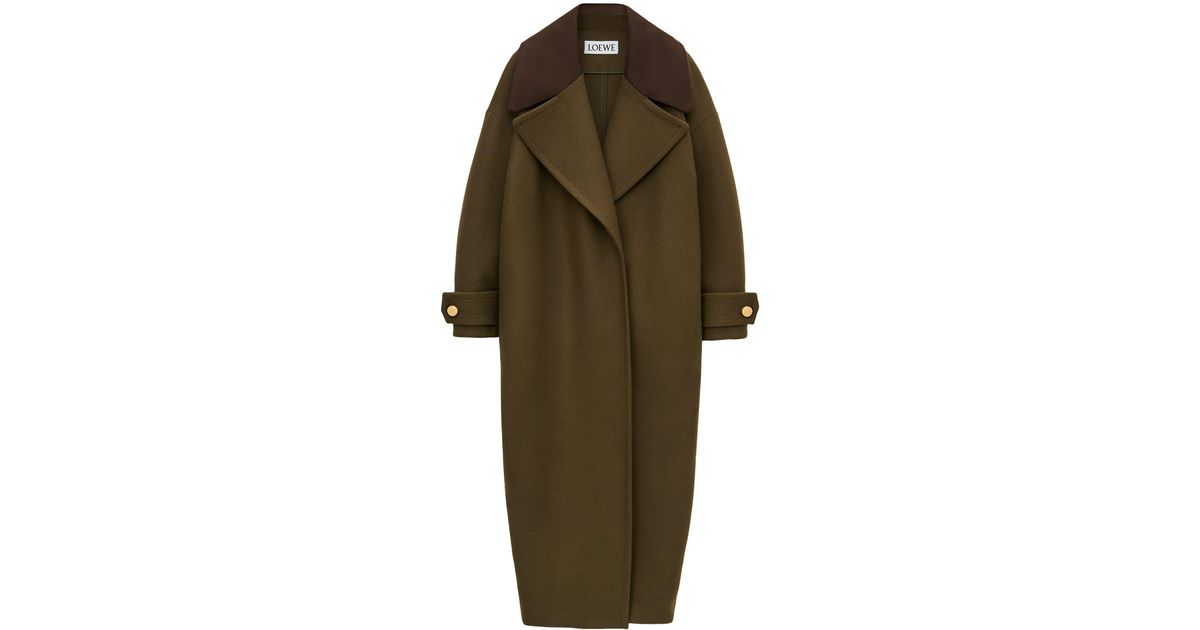 Loewe Wool-Blend Pebble Coat in Green | Lyst