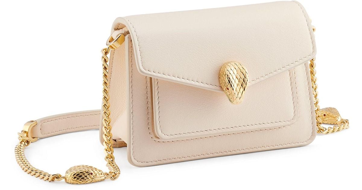 BVLGARI Micro Leather Serpenti Forever Cross-body Bag in Natural | Lyst