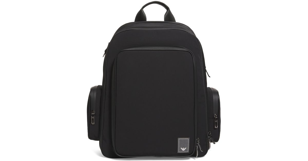 Emporio Armani Double-Compartment Backpack in Black for Men | Lyst