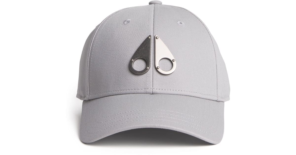 Moose Knuckles Cotton Logo Baseball Cap in Gray for Men | Lyst