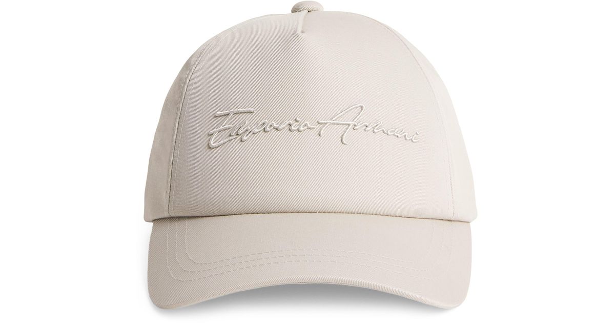 Emporio Armani Script Logo Baseball Cap in Natural for Men | Lyst UK