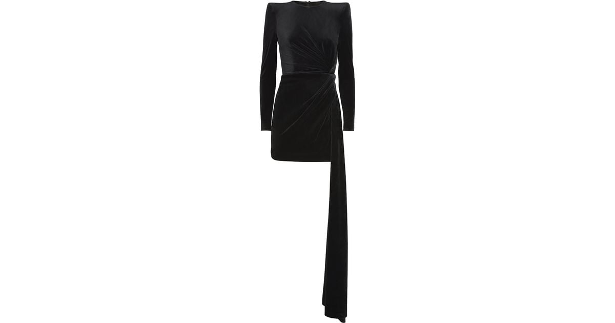 Alex Perry Velvet Twist Mini Dress in Black | Lyst