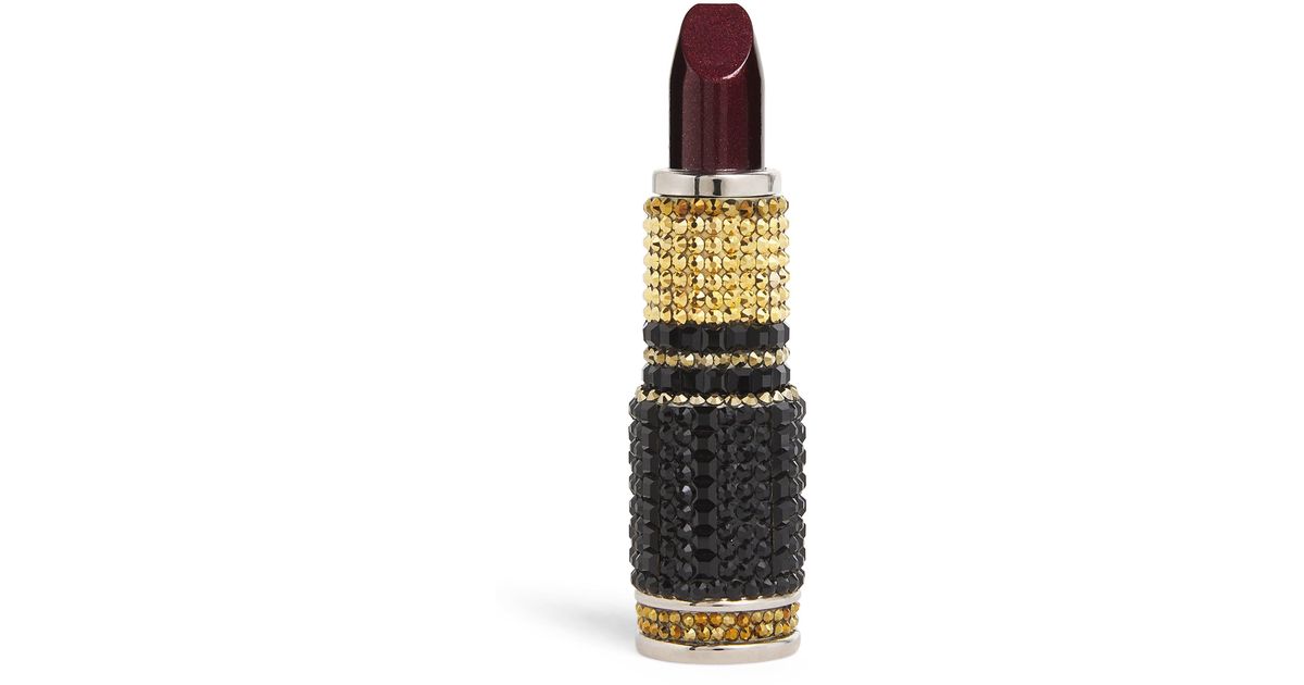 Judith Leiber Crystal-Embellished Lipstick Pill Box in Black | Lyst