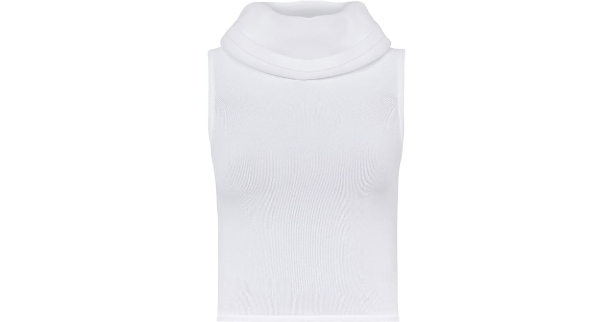 Alaïa Cropped Hooded Tank Top in White | Lyst UK