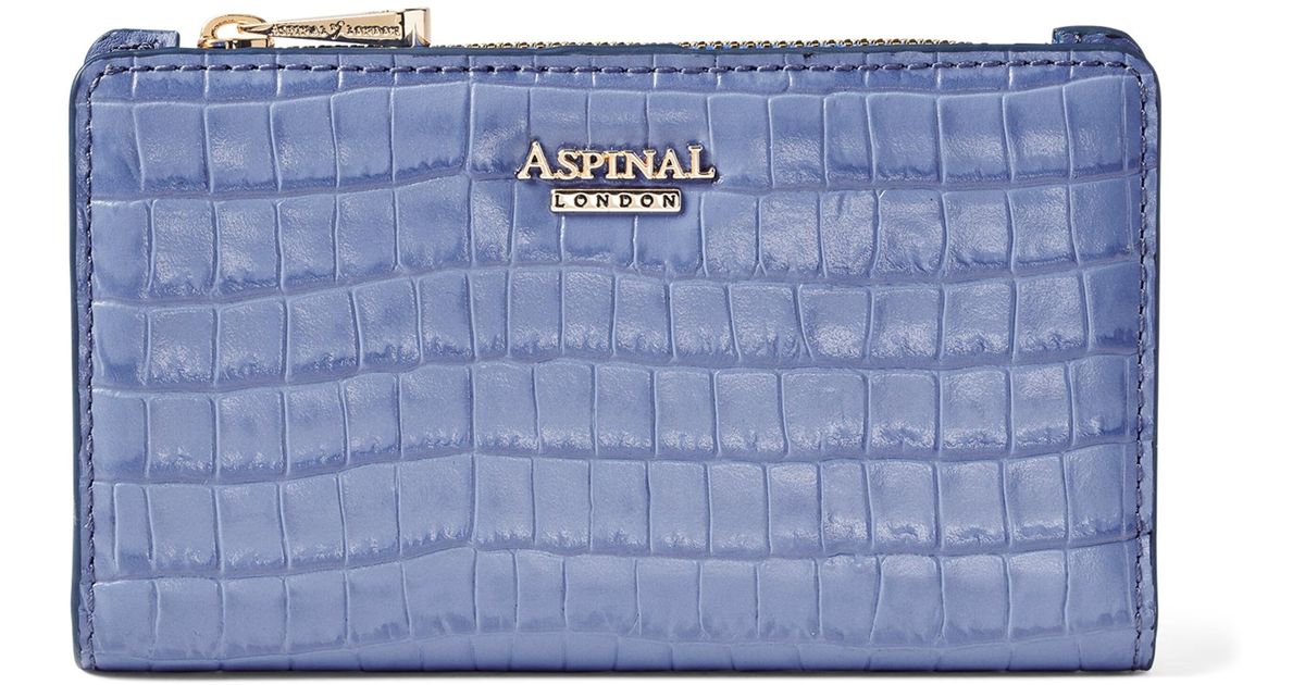 Aspinal of London Patent Leather Mayfair Wallet in Blue | Lyst UK
