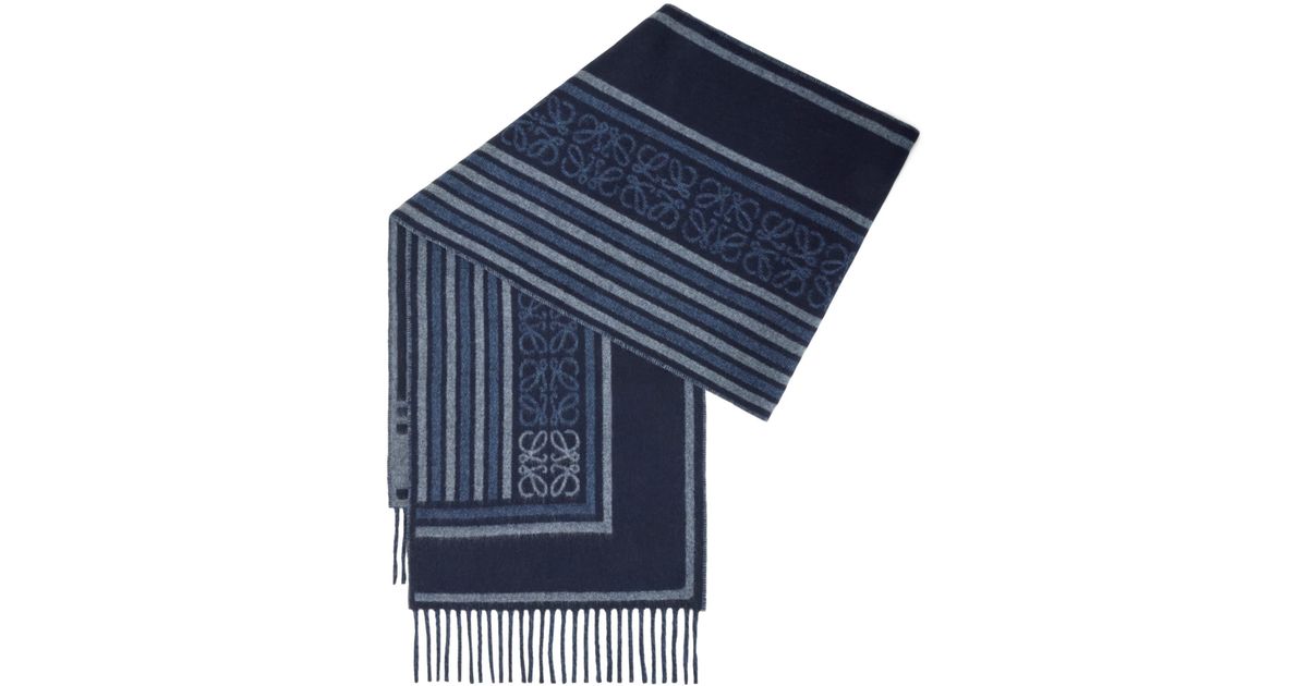Loewe Wool-Cashmere Anagram Scarf in Blue | Lyst UK