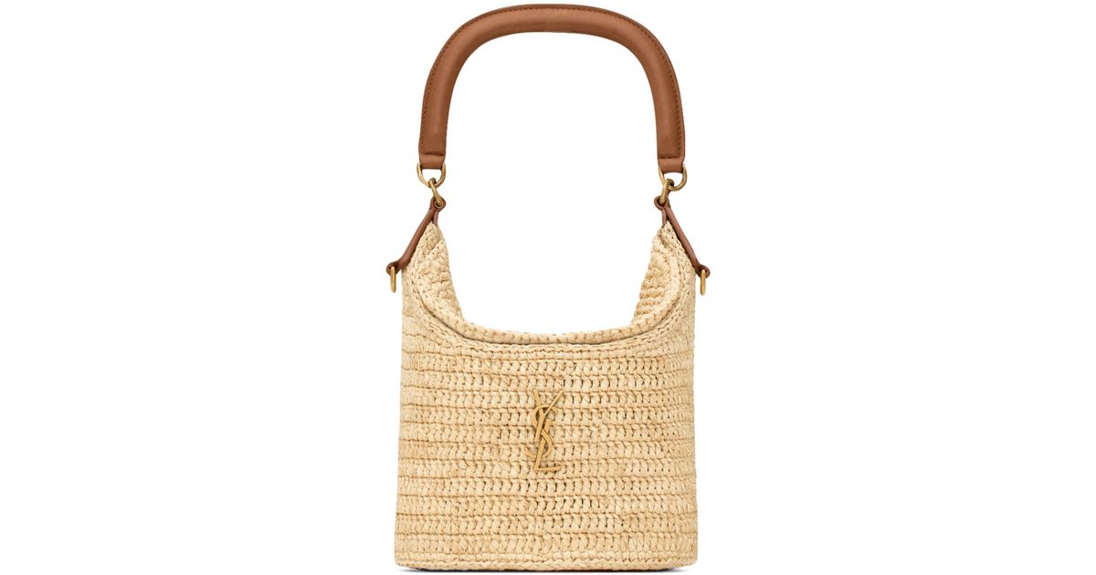 Saint Laurent Raffia Gaby Bucket Bag in Natural | Lyst