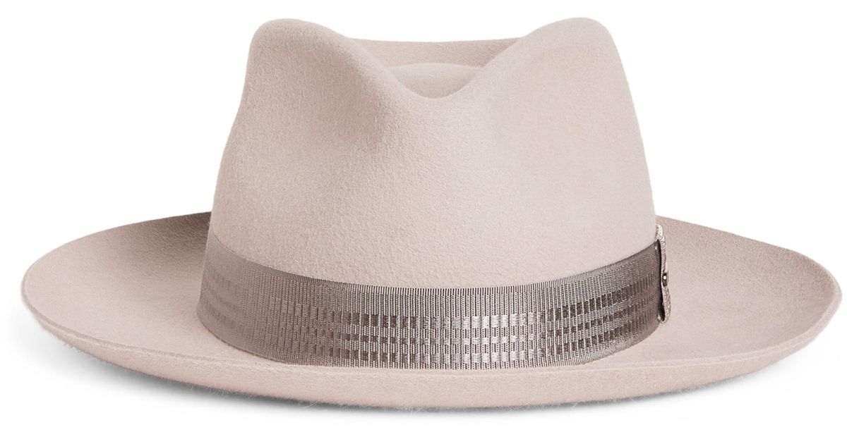 Stetson Fur Felt Brascott Fedora Het in White for Men | Lyst UK