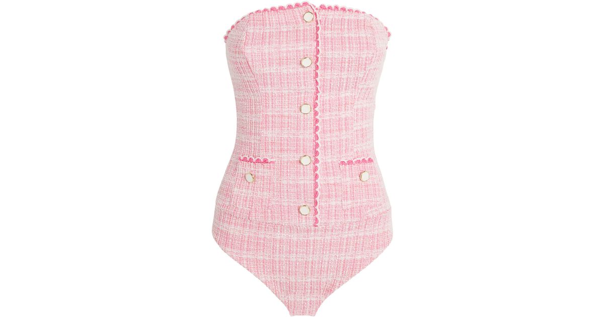 Jonathan Simkhai Tweed Natalie Swimsuit in Pink | Lyst