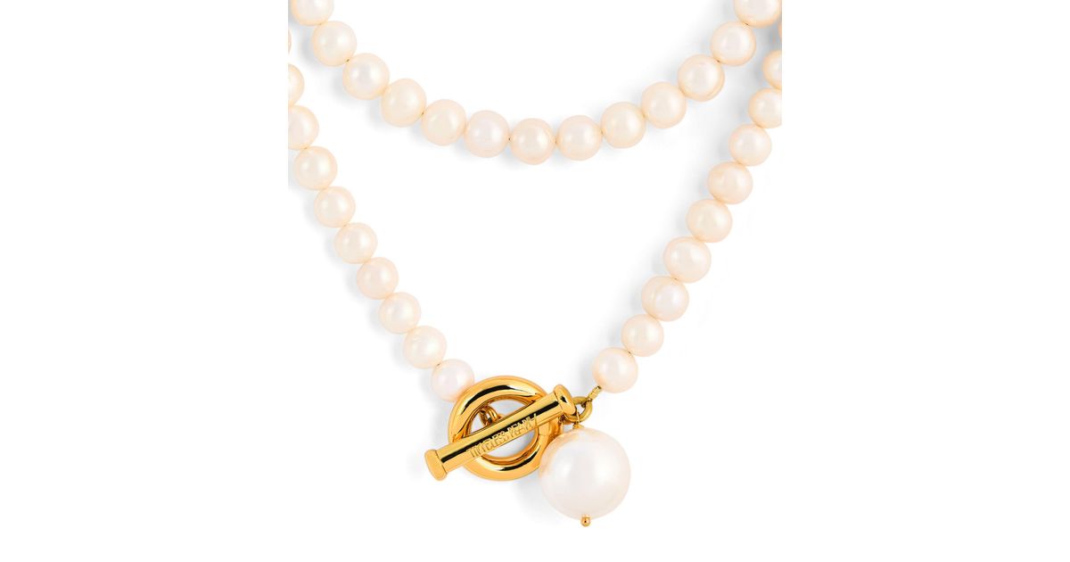 Timeless Pearly Simple Yet Modern Necklace in Metallic | Lyst