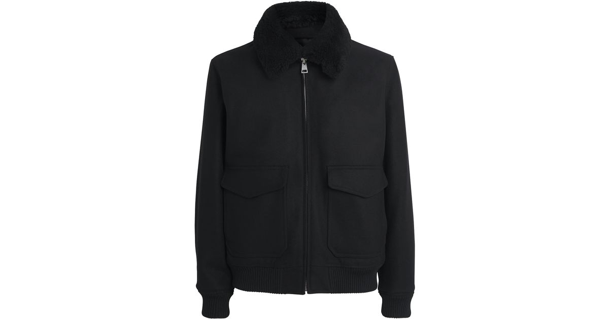 Sandro Wool-Blend Bomber Jacket in Black for Men | Lyst