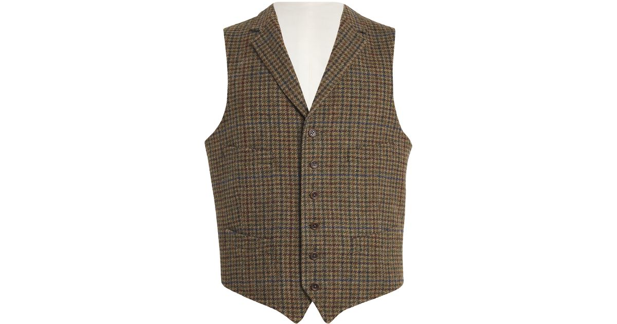 Polo Ralph Lauren Wool Check Waistcoat in Green for Men | Lyst