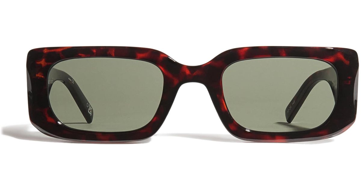 Le Specs Rectangular Rippled Rebel Sunglasses in Brown | Lyst