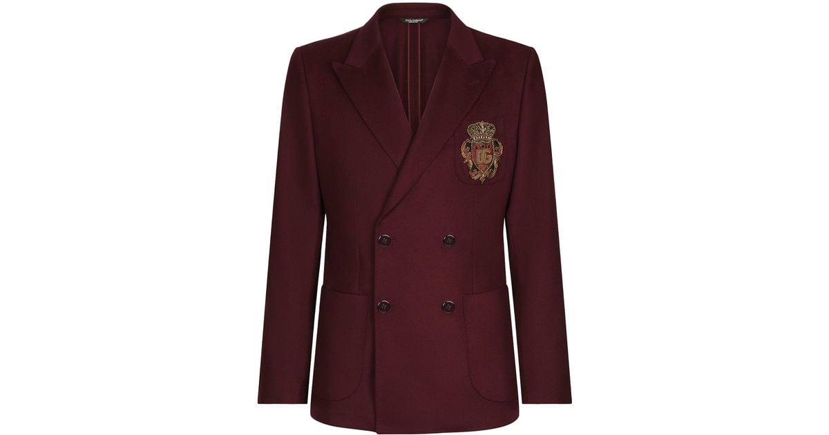 Dolce & Gabbana Wool-Cashmere Dg Patch Jacket in Purple for Men | Lyst