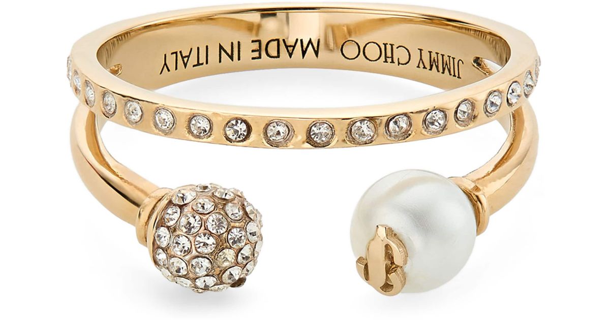 Jimmy Choo Crystal Monogram Double Ring in Metallic | Lyst UK