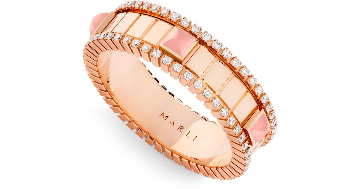 Marli New York Diamond And Quartzite Life Spinning Ring in Pink | Lyst