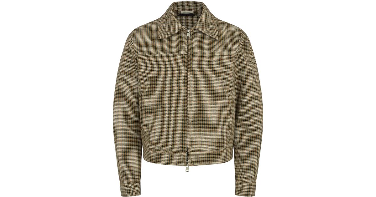 BITE STUDIOS Wool Houndstooth Zip Jacket in Green | Lyst UK