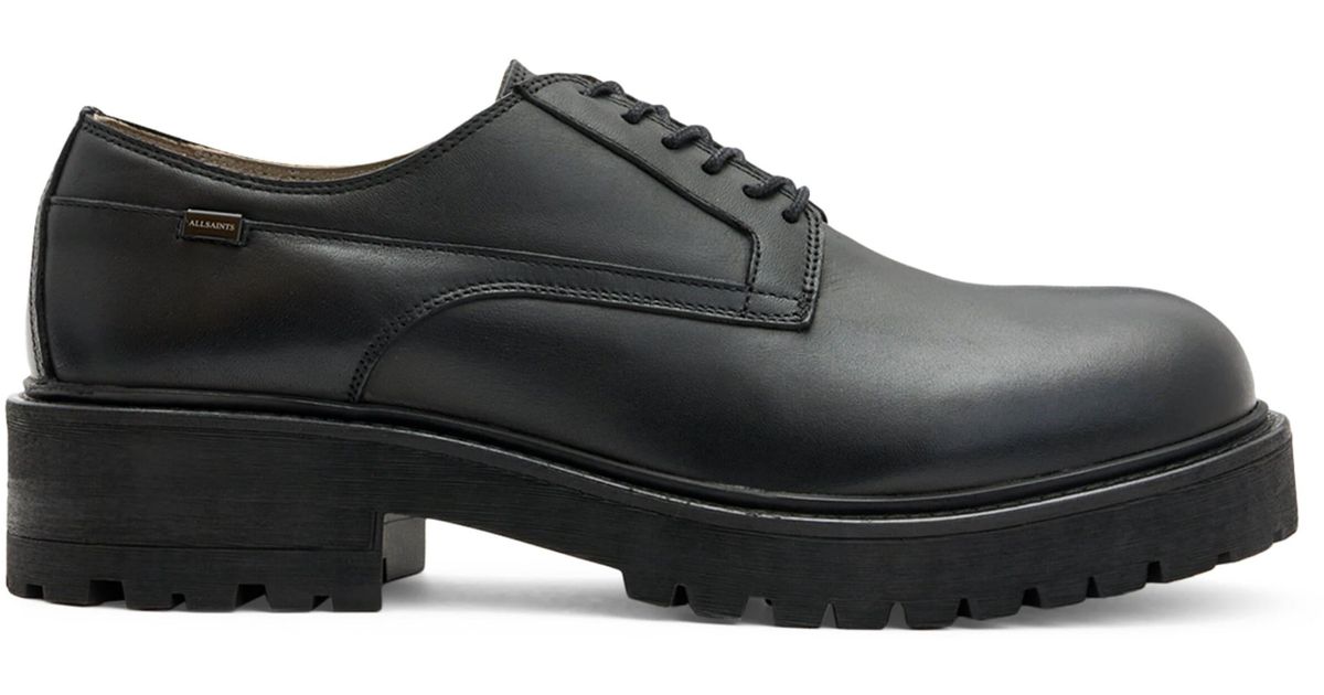 AllSaints Leather Hank Derby Shoes in Black for Men | Lyst