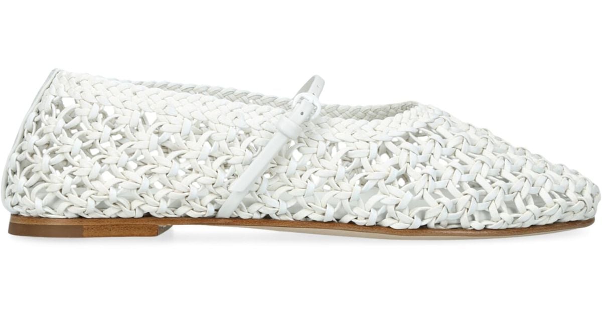 Dear Frances Nappa Leather Woven Balla Ballet Flats in White | Lyst