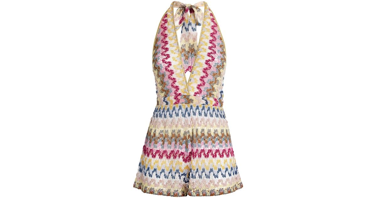 Missoni Crochet Halterneck Playsuit in White | Lyst