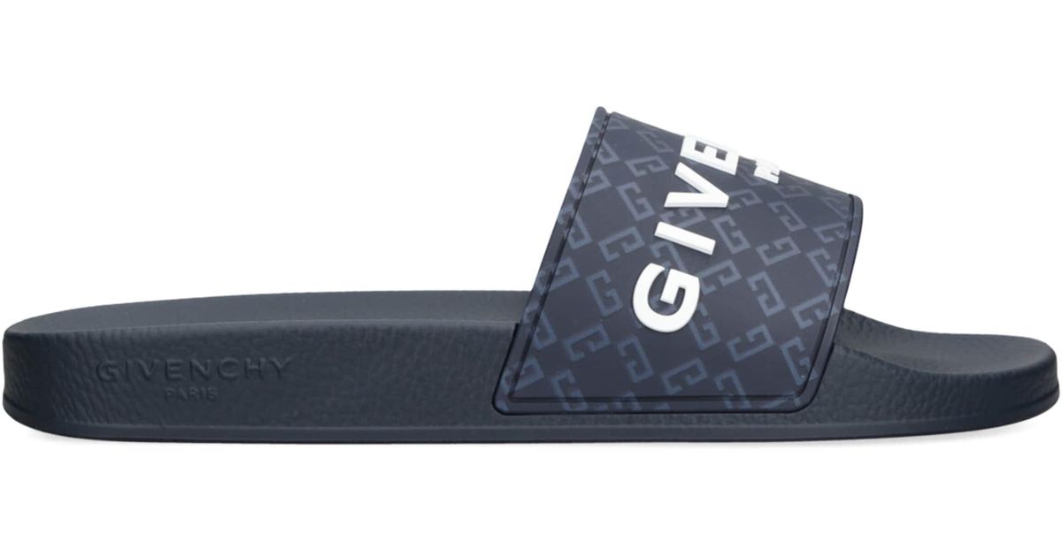 Givenchy Logo Slides in Blue for Men | Lyst