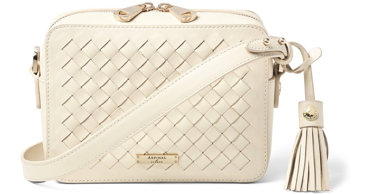 Aspinal of London Leather Slot Weave Camera Bag in Natural | Lyst UK