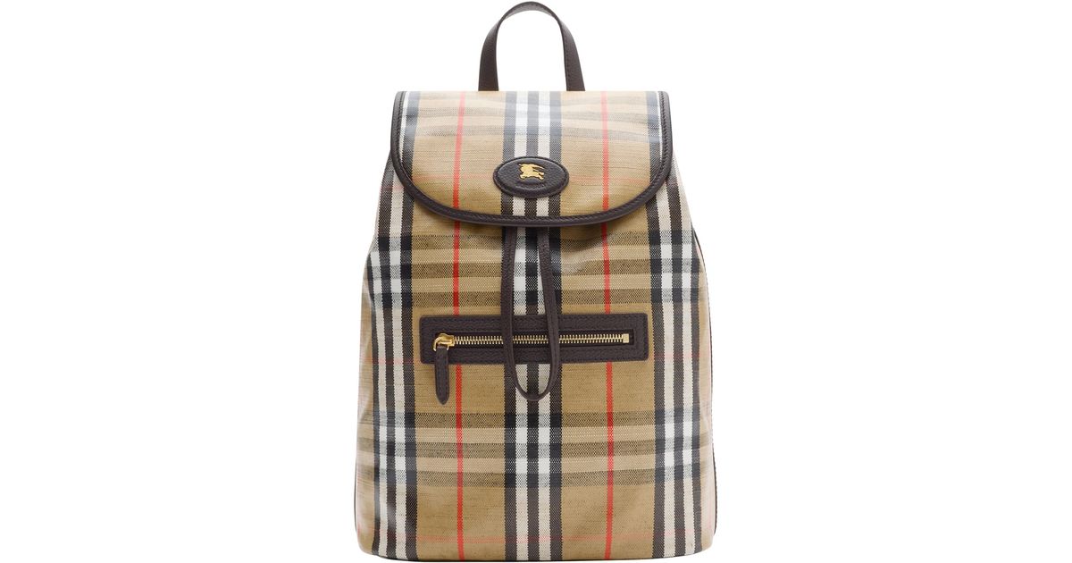 Burberry Leather-Trim Check Highlands Backpack in Natural for Men | Lyst UK
