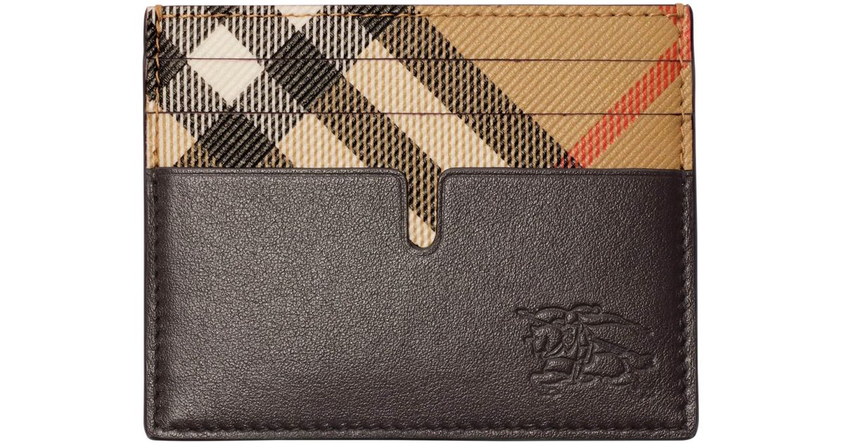 Burberry Leather Tall Pop Check Card Holder in Natural for Men | Lyst