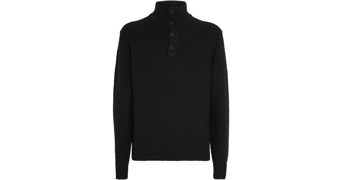 PAIGE Wool-Blend Half-Placket Kotoni Sweater in Black for Men | Lyst UK