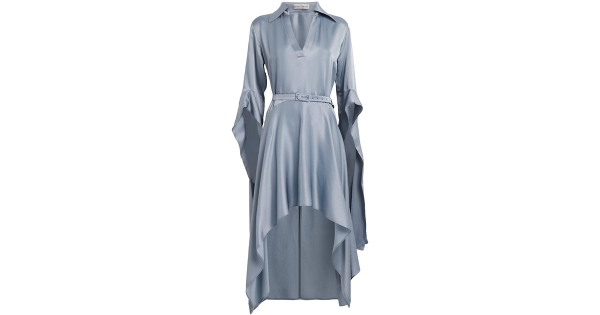 Palmer//Harding Satin Asymmetric Tandem Midi Dress in Blue | Lyst