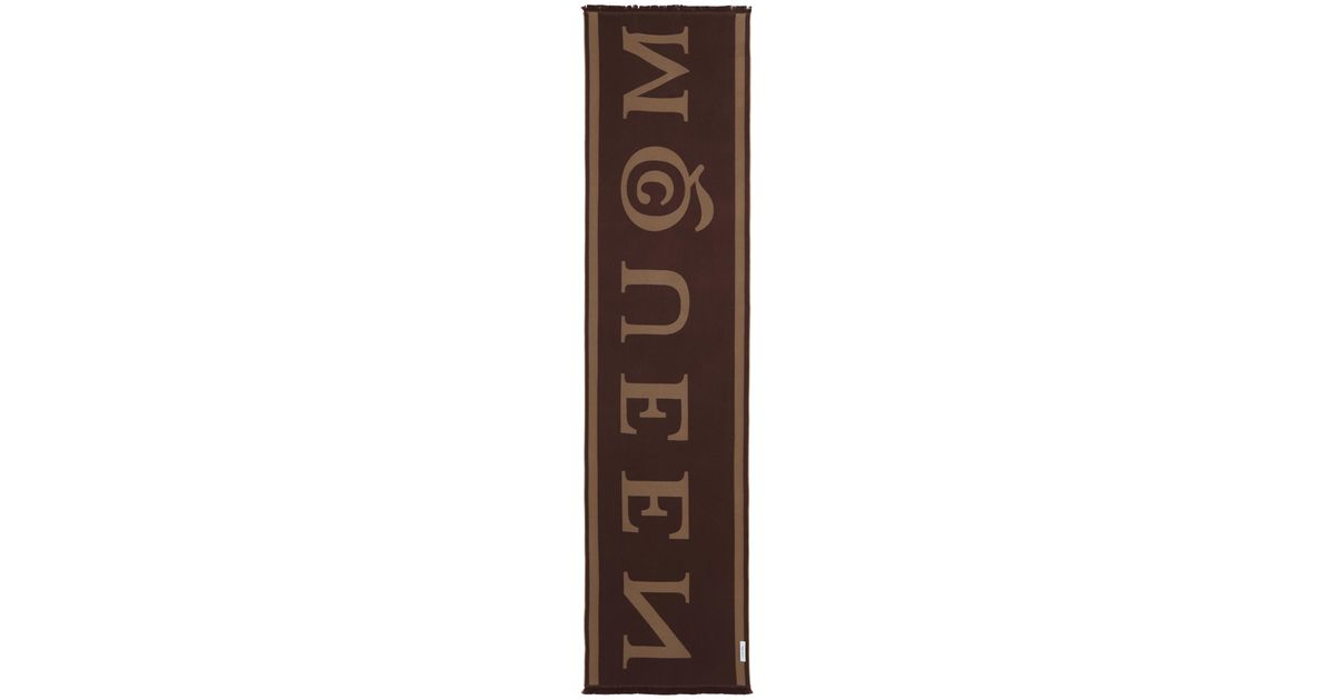 McQueen Wool Reversible Logo Scarf in Brown | Lyst UK