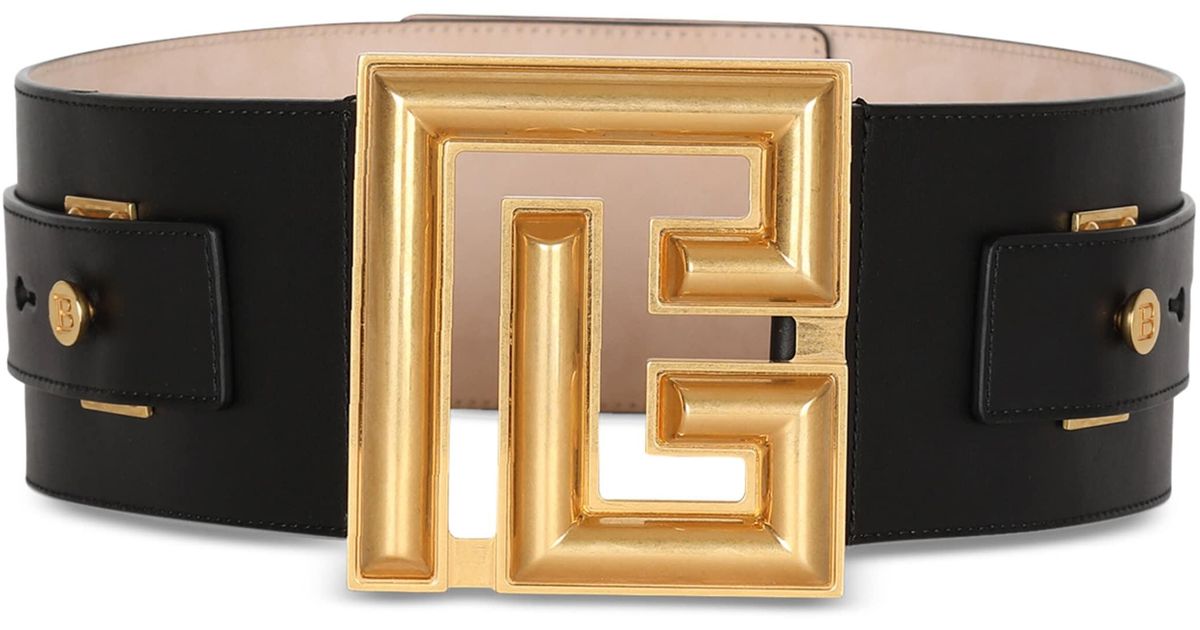 Balmain Leather P-Belt in Black | Lyst UK