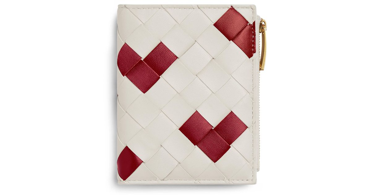 Bottega Veneta Small Leather Intrecciato Bifold Wallet in Pink | Lyst UK