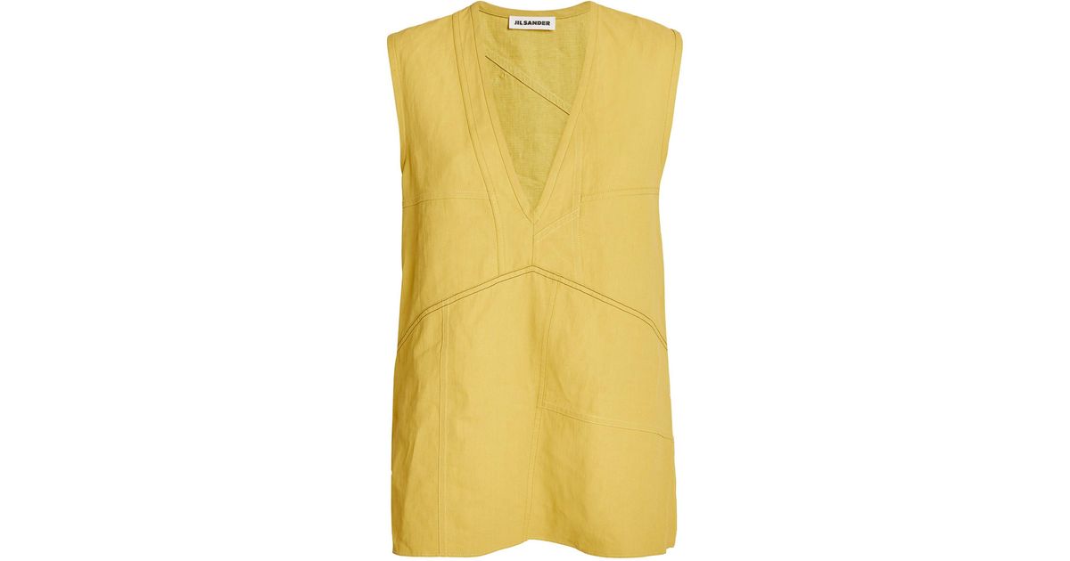 Jil Sander Linen Tank Top in Yellow | Lyst