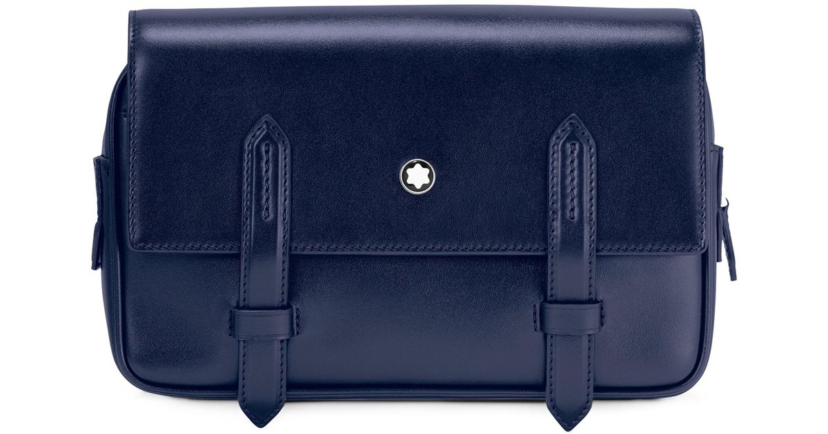 Montblanc Leather Meisterstück Messenger Bag in Blue for Men | Lyst