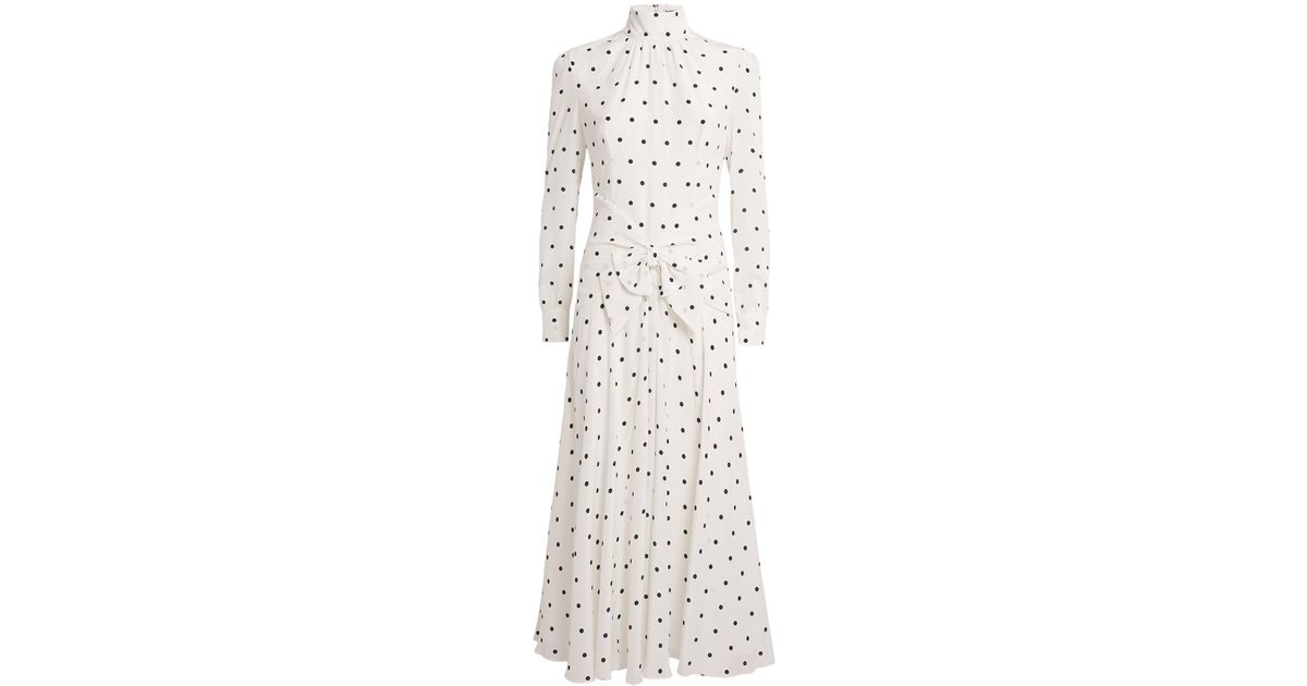 Alessandra Rich Silk High-Neck Midi Dress in White | Lyst UK