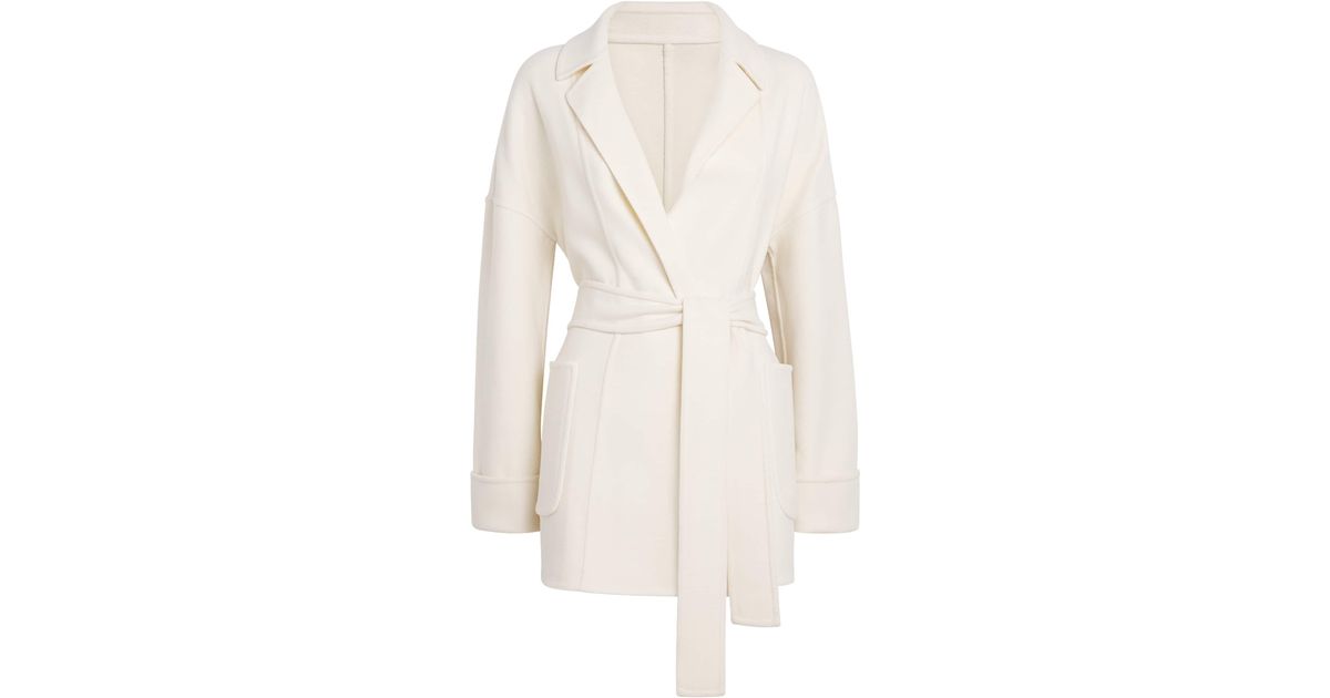 Eleventy Wool Reversible Wrap Coat in White | Lyst UK