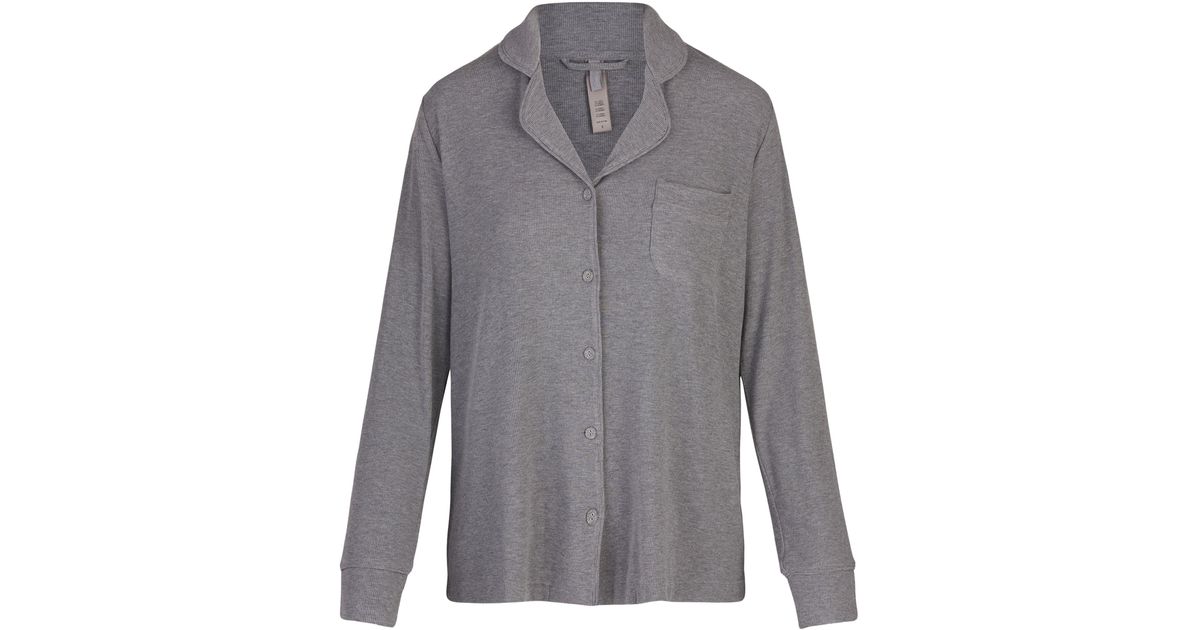 Skims Sleep Ribbed Pyjama Set in Gray | Lyst
