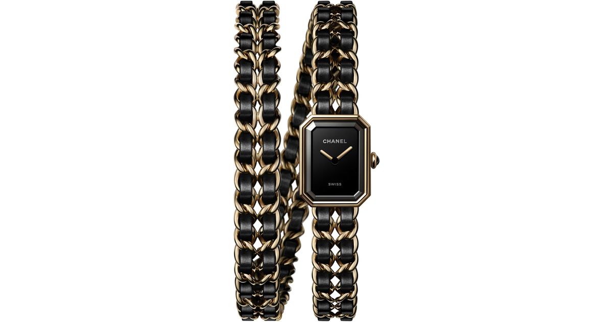 CHANEL Plated Première Iconic Chain Double Row Watch in Black | Lyst UK