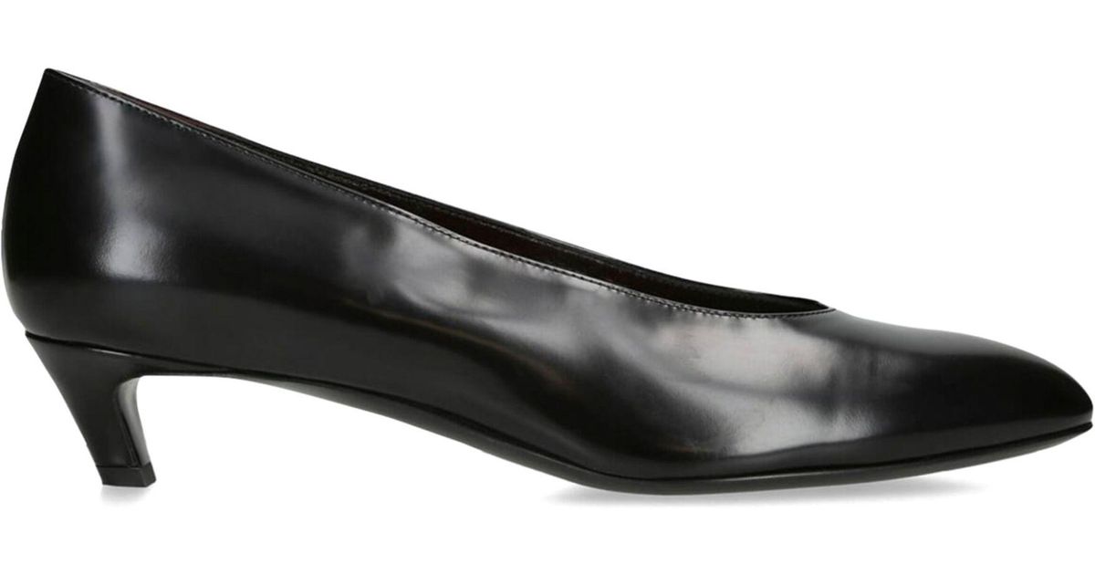 The Row Leather New Almond Pumps 35 in Black | Lyst