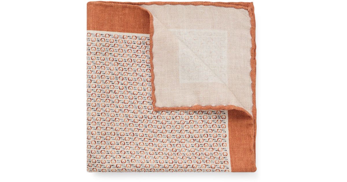 BOSS Silk Digital Print Pocket Square in Brown for Men | Lyst UK